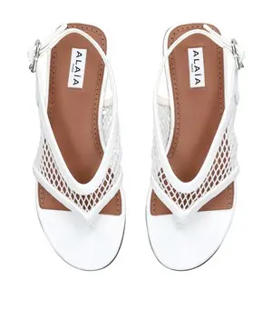Alaïa Patent Leather Fishnet Slingback Sandals
