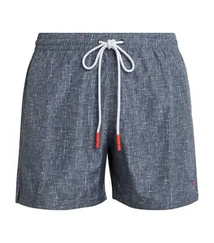 Isaia Printed Technical Fabric Swim Shorts - Grey