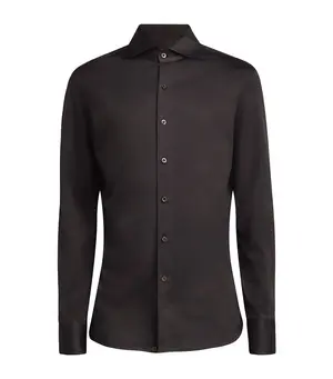 Isaia Cotton Jersey Shirt - Brown