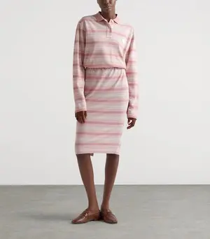 Prada Cotton Piqué Stripe Long Sleeve Polo - Pink