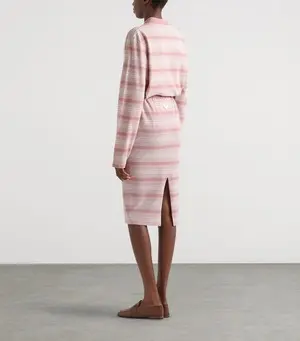 Prada Cotton Piqué Stripe Long Sleeve Polo - Pink