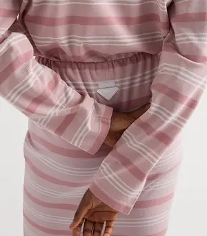Prada Mohair-wool Stripe Midi Skirt - Pink
