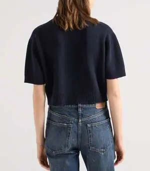 Prada Wool-cashmere Crew Neck Sweater With Embroidered Logo