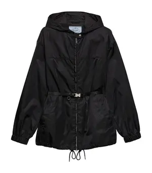Prada Re-nylon Hooded Jacket With Belt