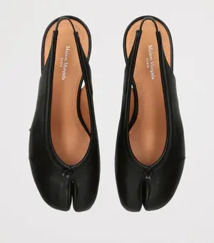 MAISON MARGIELA Leather Tabi Ballerina Slingback Pumps With Block Heel