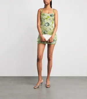 Rachel Gilbert Embellished Pierre Mini Dress - Green