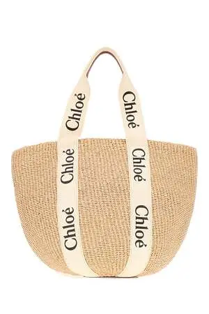 Chloé Raffia Tote Bag With Logo Straps - Multicolor