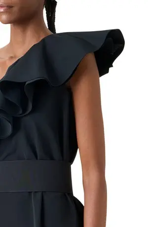 Akris Ruffled One-shoulder Taffeta Mini Dress