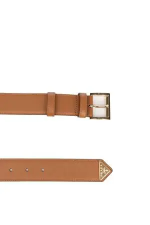 Prada Leather Belt With Gold Tone Buckle - Multicolor