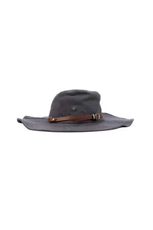 Miu Miu Grey Fabric Hat With Leather Trim
