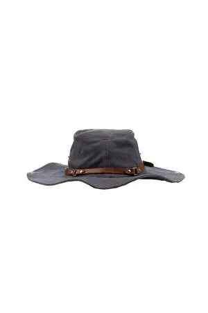 Miu Miu Grey Fabric Hat With Leather Trim