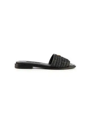Prada Woven Strap Slides With Gold Tone Detail - Multicolor