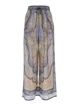 Zimmermann Wanderlust" Silk Printed Wide Leg Pants - Multicolor