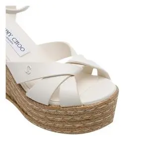 JIMMY CHOO Korra Rope Wedge Sandals - White