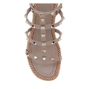 Valentino Garavani VALENTINO GARAVANI Rockstud Rope Wedge Sandals Pink
