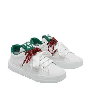 Miu Miu Leather Effect Sneakers - White