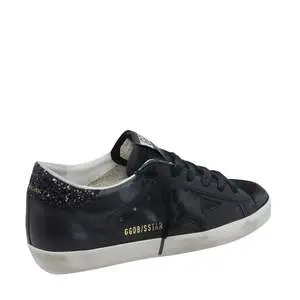 GOLDEN GOOSE Leather Super-star Sneakers With Crystal Embellishments - Black