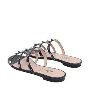 Valentino Garavani Rockstud With Cabochon Slide Sandals - Blue