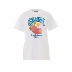 GANNI GANNI Graphic Print T-Shirt White