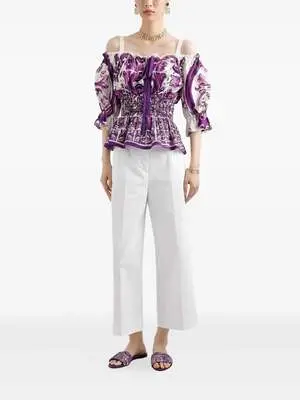 Dolce & Gabbana Majolica Print Off-the-shoulder Top