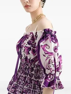 Dolce & Gabbana Majolica Print Off-the-shoulder Top