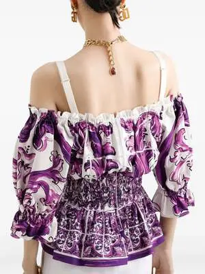 Dolce & Gabbana Majolica Print Off-the-shoulder Top