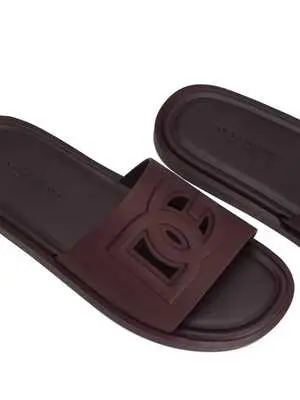 Dolce & Gabbana Logo Slide Sandals - Red