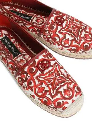 Dolce & Gabbana Canvas Espadrilles With Majolica Print - Red