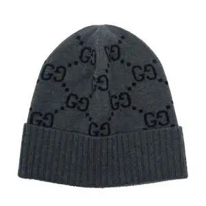 Gucci Gg Logo Cashmere Beanie - Gray