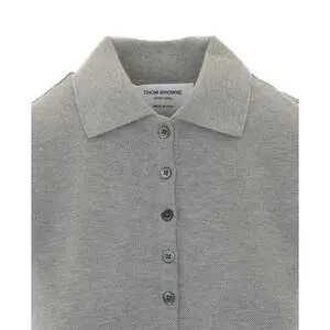 Thom Browne Grey Cotton Polo Dress With Signature Stripes