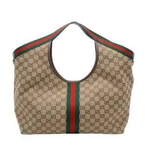 Gucci Ophidia Monogram Canvas Hobo Bag With Leather Trim