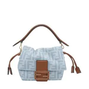 Fendi Small Mamma Baguette Denim Bag - Blue