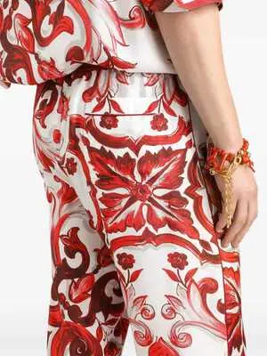 Dolce & Gabbana Silk Twill Majolica Print Trousers - Red