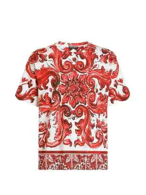 Dolce & Gabbana Cotton T-shirt With Majolica Print - Red