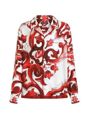 Dolce & Gabbana Vanity Twill Shirt With Majolica Print - Red