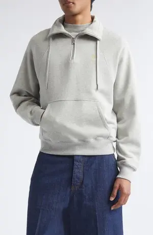 Ami De Coeur Embroidered Quarter Zip Pullover