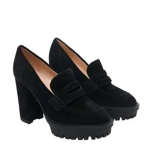 GIANVITO ROSSI Suede Block Heel Loafers