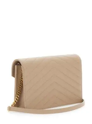 Saint Laurent Louise Cassandre Plaque Leather Crossbody Bag - Cream