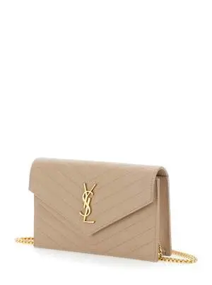 Saint Laurent Louise Cassandre Plaque Leather Crossbody Bag