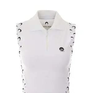 MARINE SERRE Sleeveless Turtleneck Polo Mini Dress With Moon Print