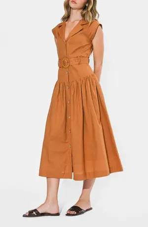 Adelyn Rae Kennedy Belted Midi Shirtdress
