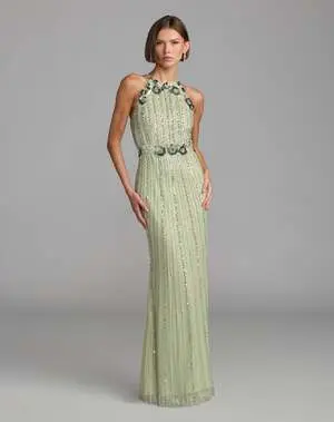 MAC DUGGAL COLLECTION Embellished Cape Sleeve Gown - Seafoam