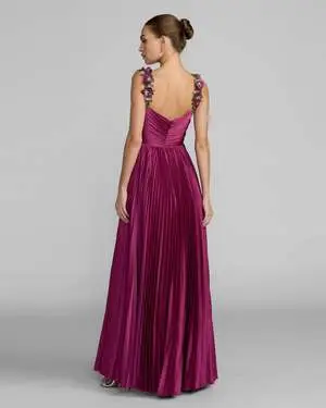 Mac Duggal Strappy High-low Gown With 3d Floral Embellishments
