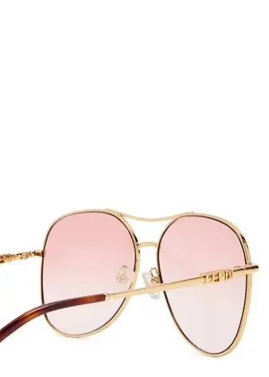 Fendi Aviator-style Sunglasses With Gold Tone Accents