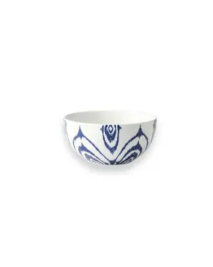 Mojjere Fine Porcelain Salad Bowl White & Design - Blue
