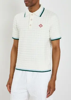 Casablanca Logo-appliquéd Bouclé Polo Shirt