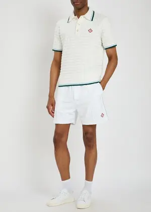 Casablanca Logo-appliquéd Bouclé Polo Shirt