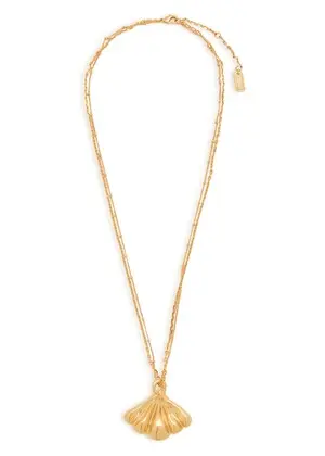 Chloé Brass Shell Pendant Necklace With Sliding Mirror