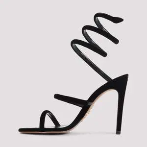 Rene Caovilla Velvet Snake Ankle Strap Sandals
