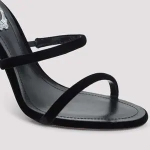 Rene Caovilla Velvet Snake Ankle Strap Sandals